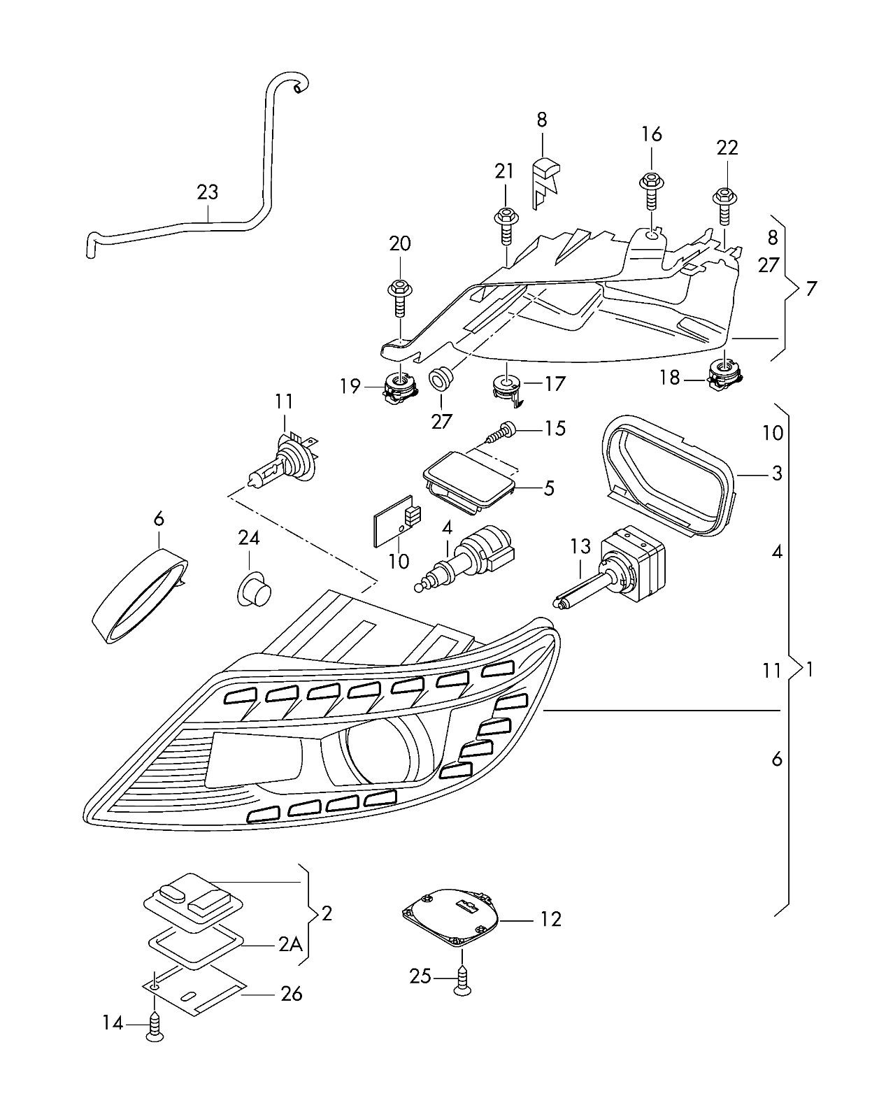 NEW AUDI Q7 4L 2010-2015 GENUINE HEADLIGHT O/S RIGHT BRACKET HOLDER ...