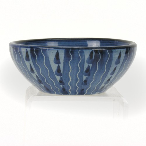 Dorchester Pottery stripe pattern 5 7/8" bowl blue & white stoneware ...