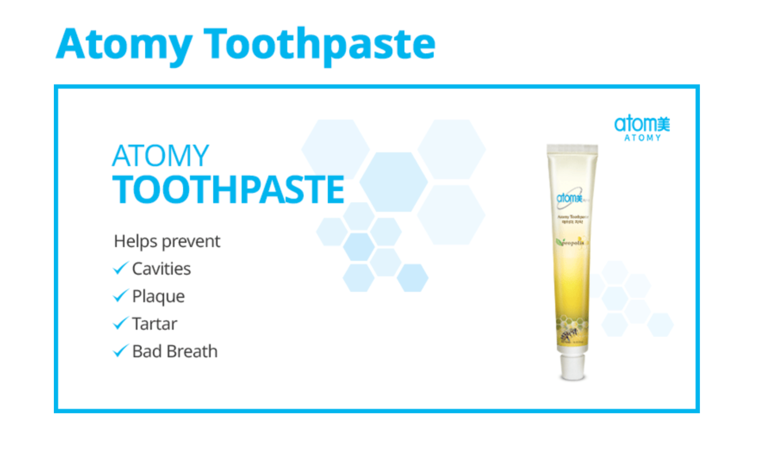 Atomy Propolis Toothpaste Oral Care Green Tea Extract 1set (50 grams X ...