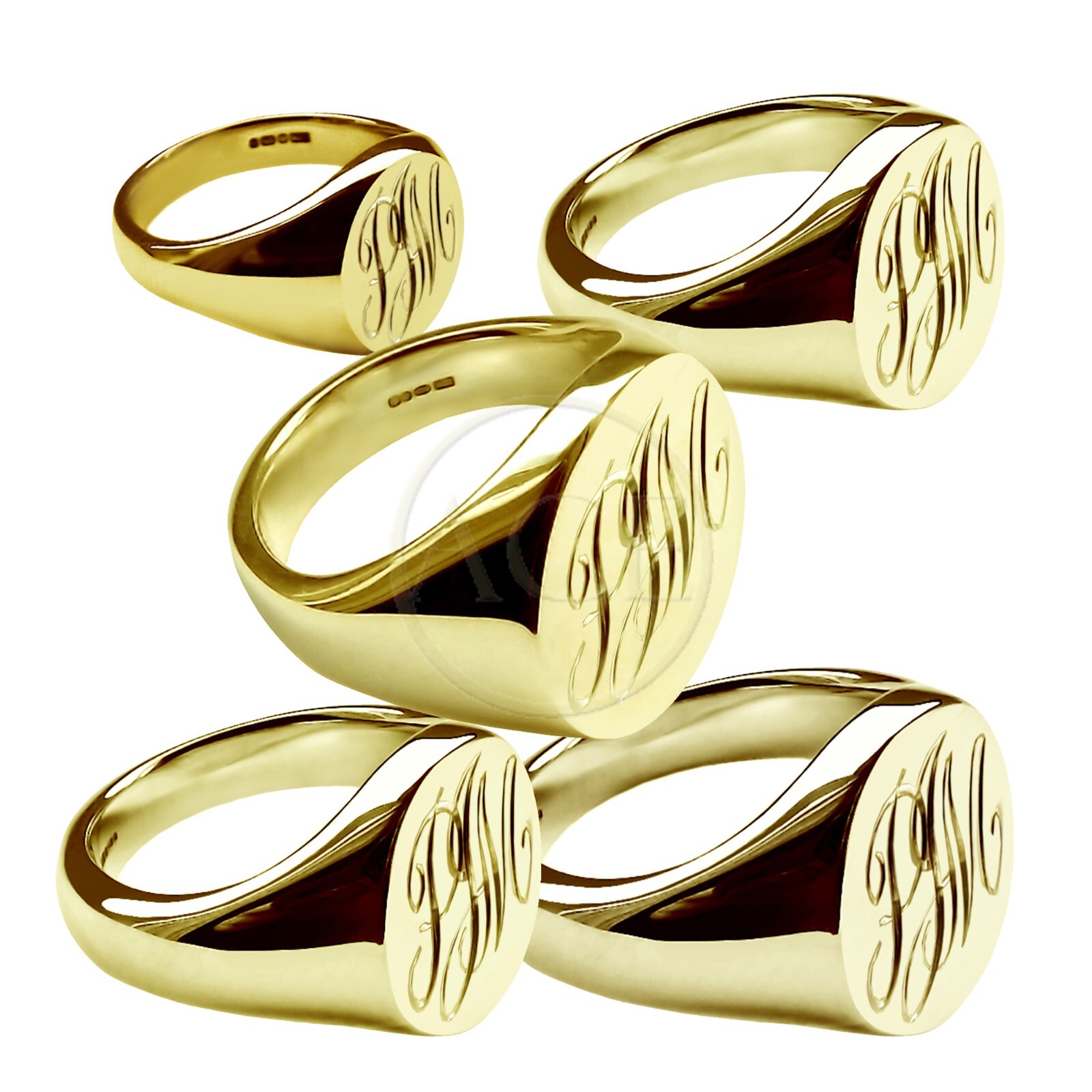 18ct Solid Yellow Gold Lady's Child's Oval Pinky Signet Rings ...