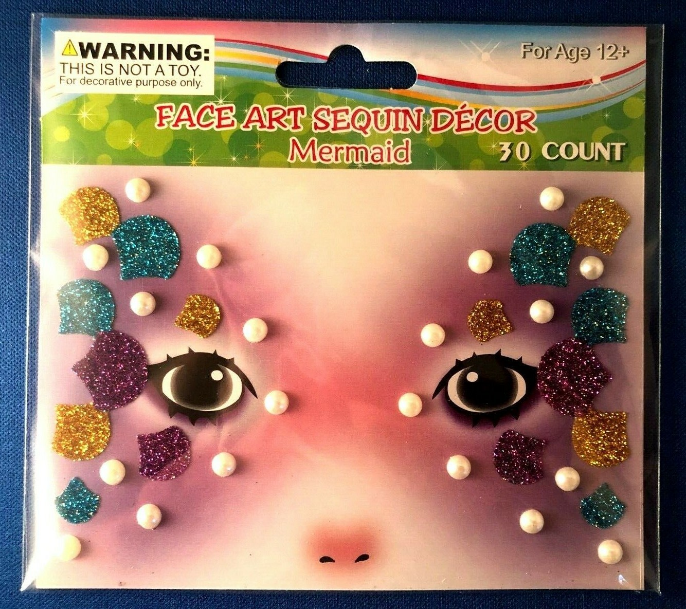 Sequin Face Art Temporary Tattoo MERMAID Glitter Pearls NIP | eBay