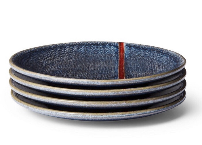 4pc Levi’s x Target Red Stripe Blue Stoneware Snack Appetizer Plates 6. ...