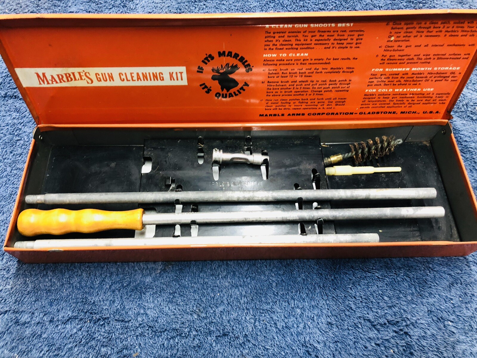 Vintage Marble Metal Gun Cleaning Kit, Pre-Owned. | eBay