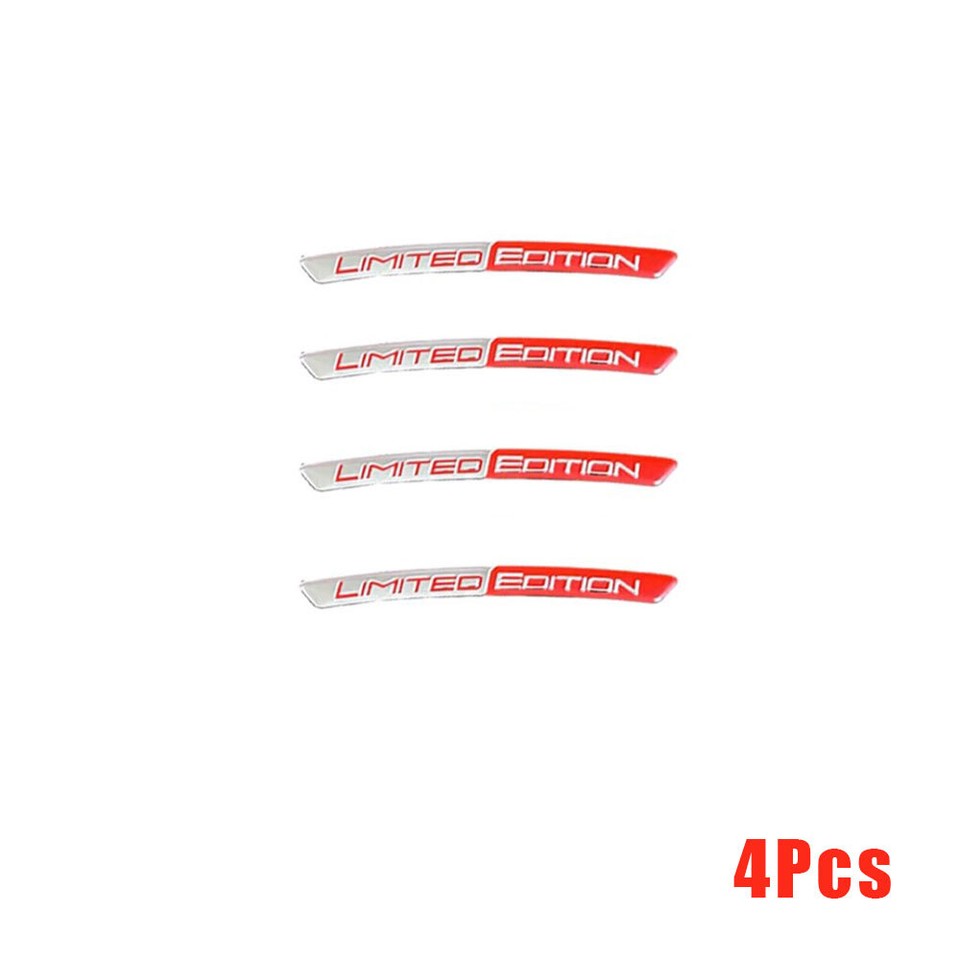 4pcs Red Limited Edition Logo Car Stickers Wheel Hub Emblem Badge ...