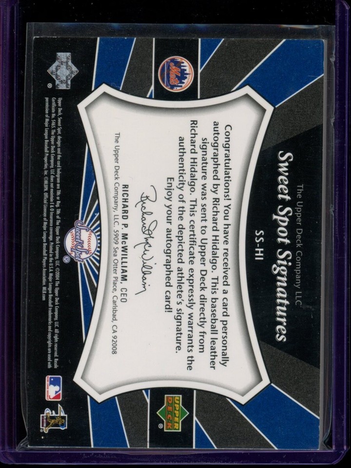 2004 Upper Deck Sweet Spot - Signatures #SS-HI Richard Hidalgo (AU) | eBay