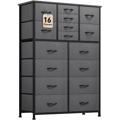 TAUS 16 Drawer Dresser Tall Fabric Dresser Large Chest of Drawers ...