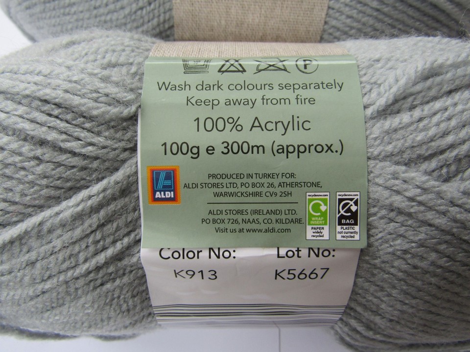 Aldi So Crafty Double Knitting wool, DK Yarn, Grey 100g Ball | eBay UK