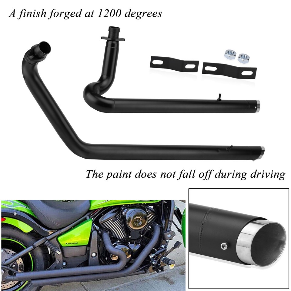 Black Shortshot Staggered Exhaust Pipes Kits For Kawasaki Vulcan 900 ...