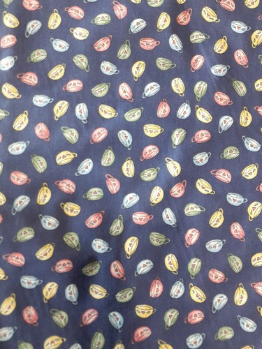 Vintage Tea Cup Toss Fabric Diana Marcum, Navy Blue, Quilting Cotton 1 ...