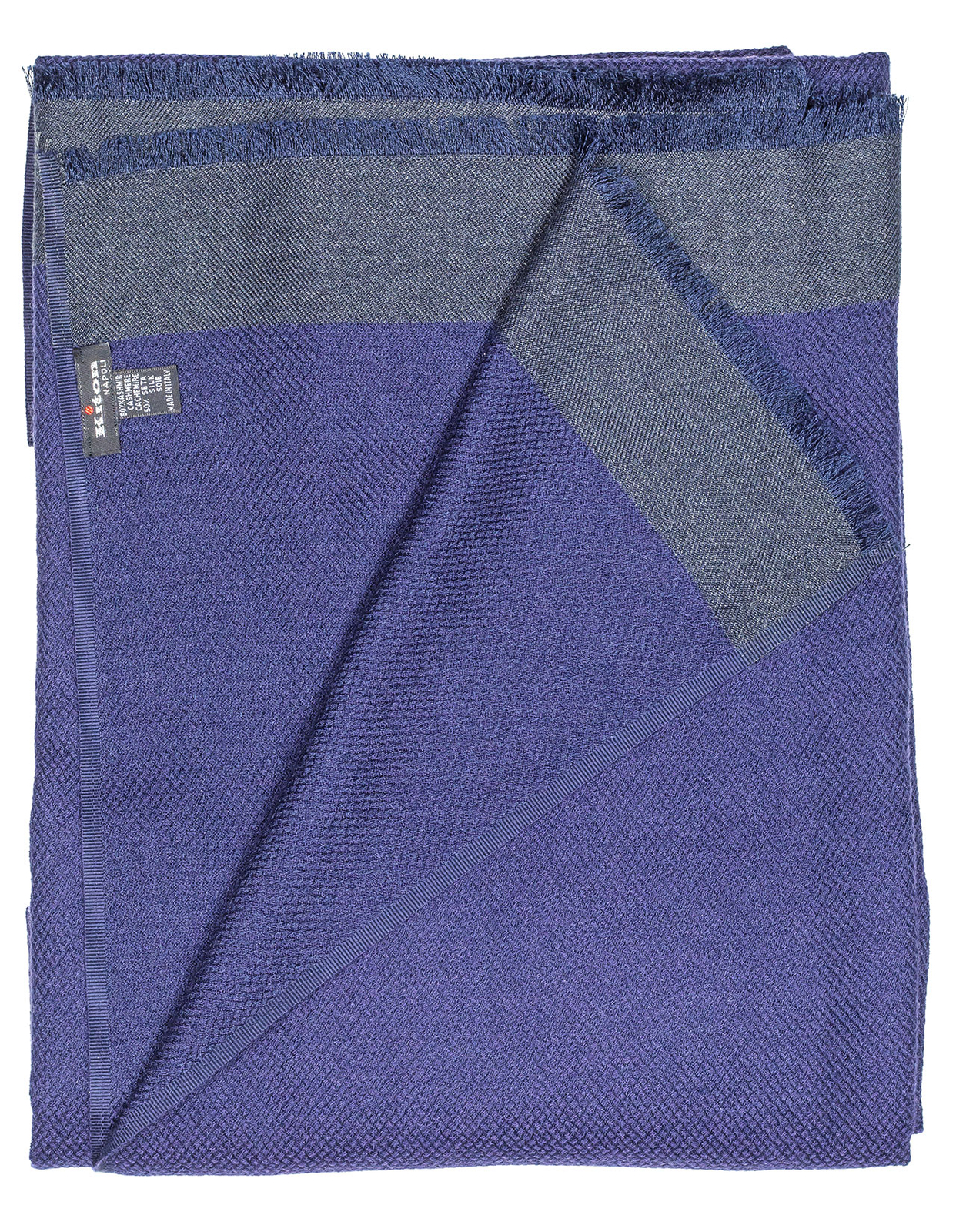 Kiton Scarf in Gray with Dark Blue Fringes made of Cashmere / RegEUR400 ...