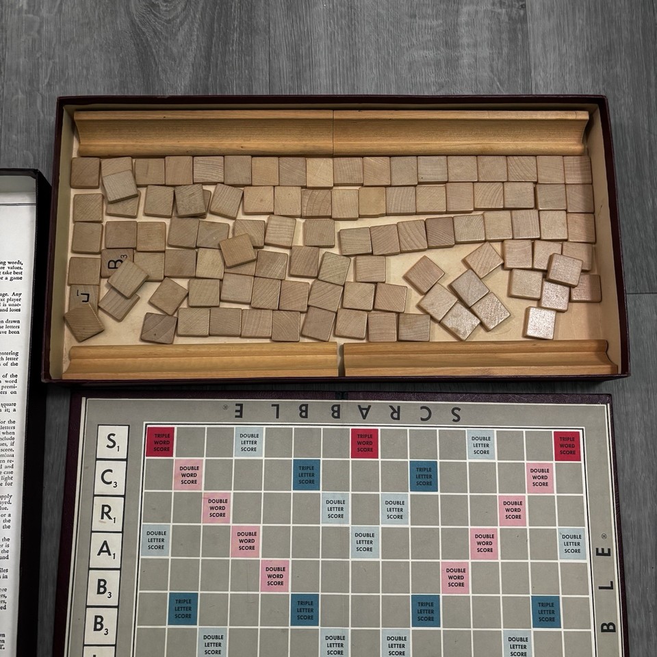 1948-1953 Vintage SCRABBLE Board Game Selchow & Righter Complete 100 ...