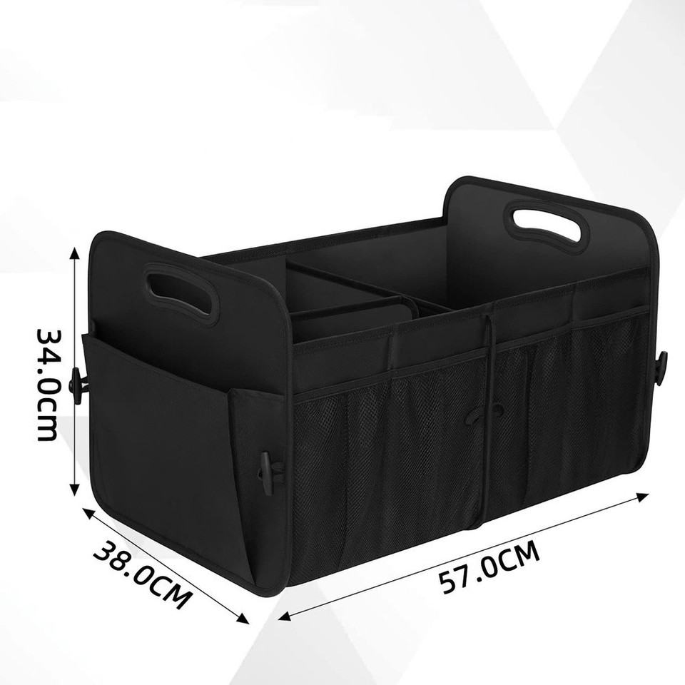 72L Foldable Car Trunk Organizer Storage Box with Oxford Material Black ...