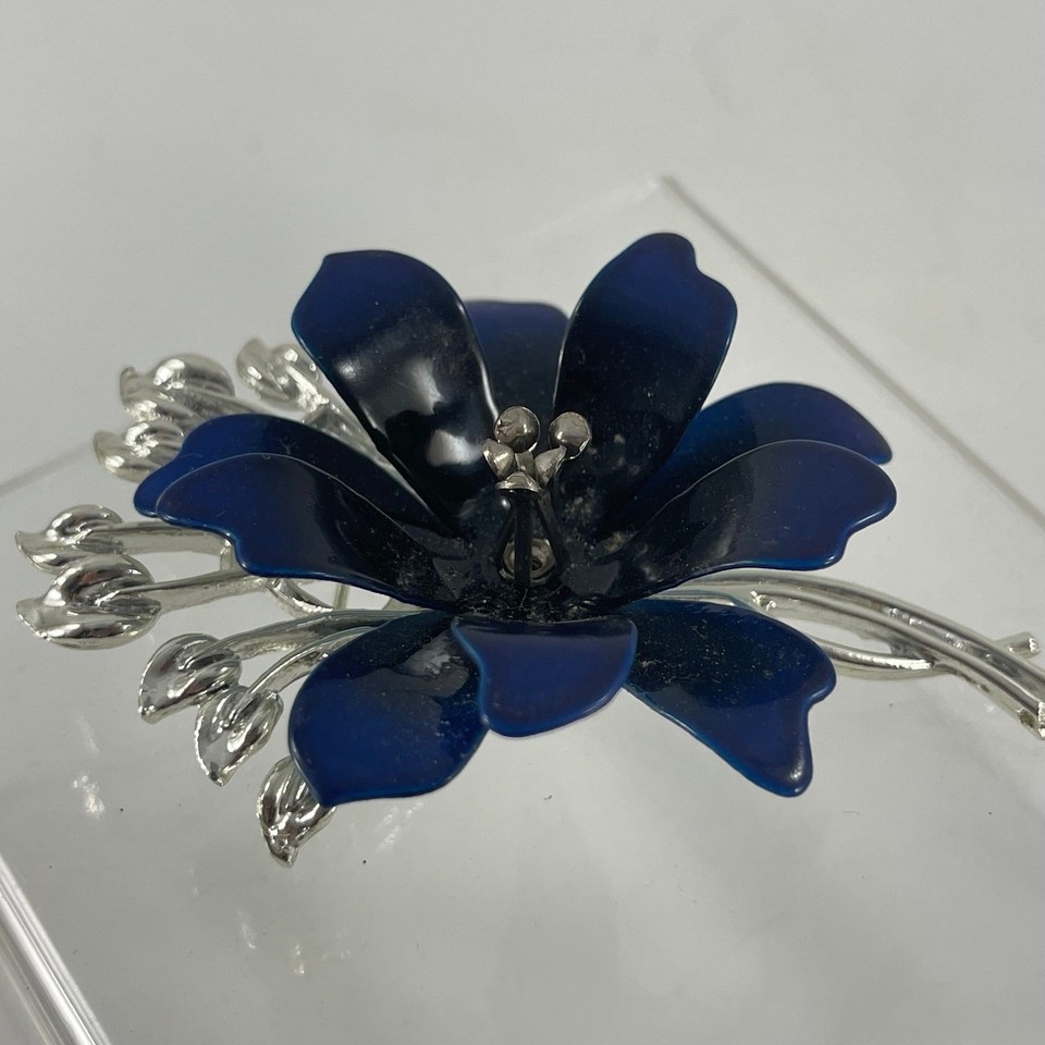 Vintage CORO Enameled Flower Brooch or Pin Blue Silverton | eBay