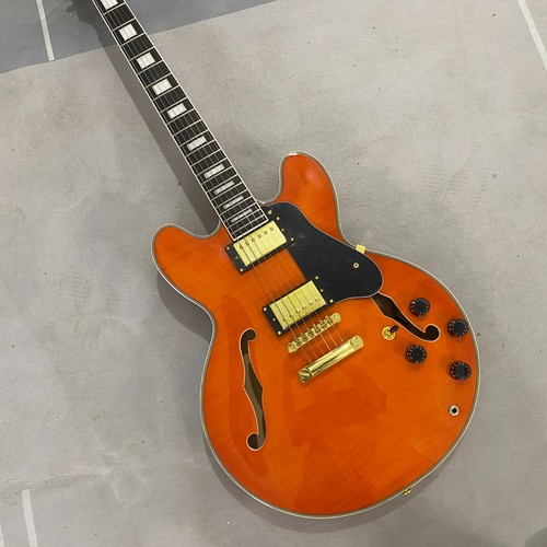 6-string ES-335 electric guitar, flame maple top, gold hardware, fast ...