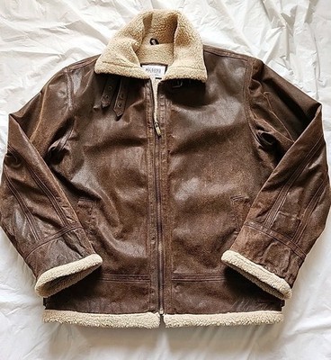 Wilson Leather Bomber Aviator Flight Jacket Sherpa Shearling Medium Men ...