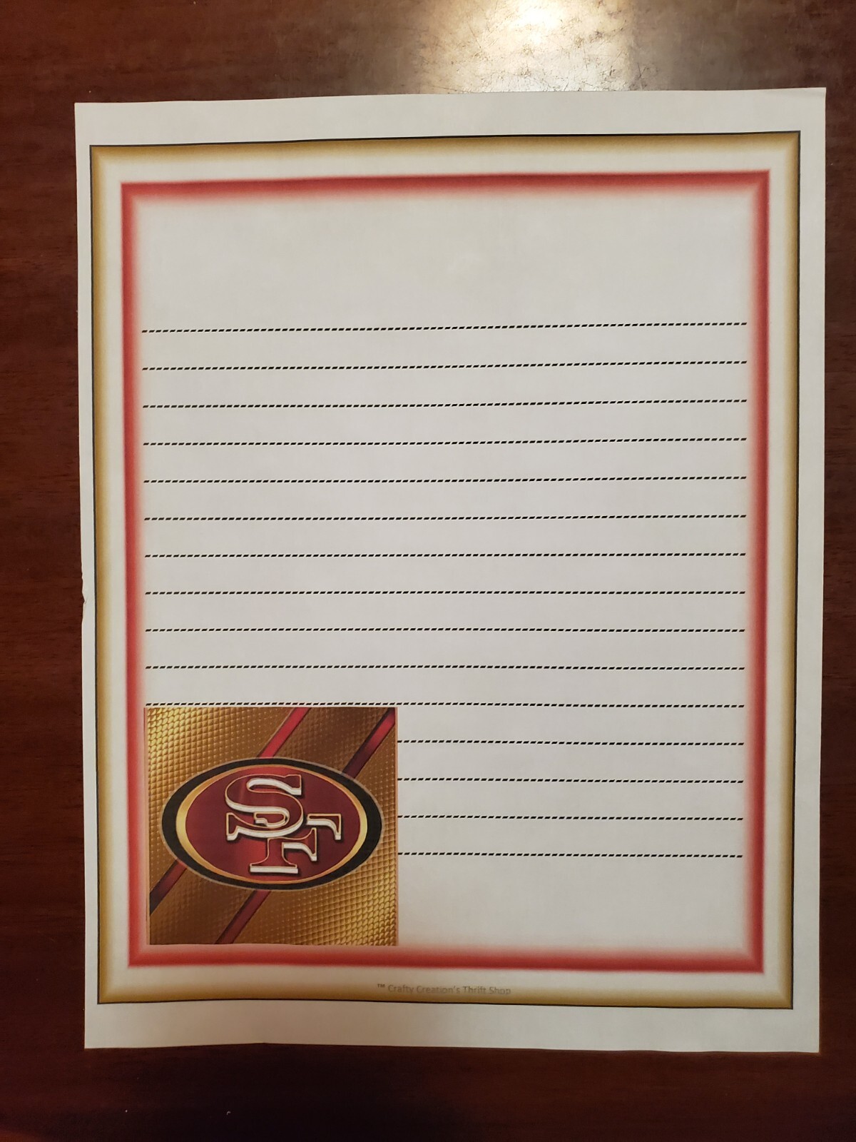 San Francisco 49ers lined stationary paper (30 Sheets) 8 ¹/² x 11 | eBay
