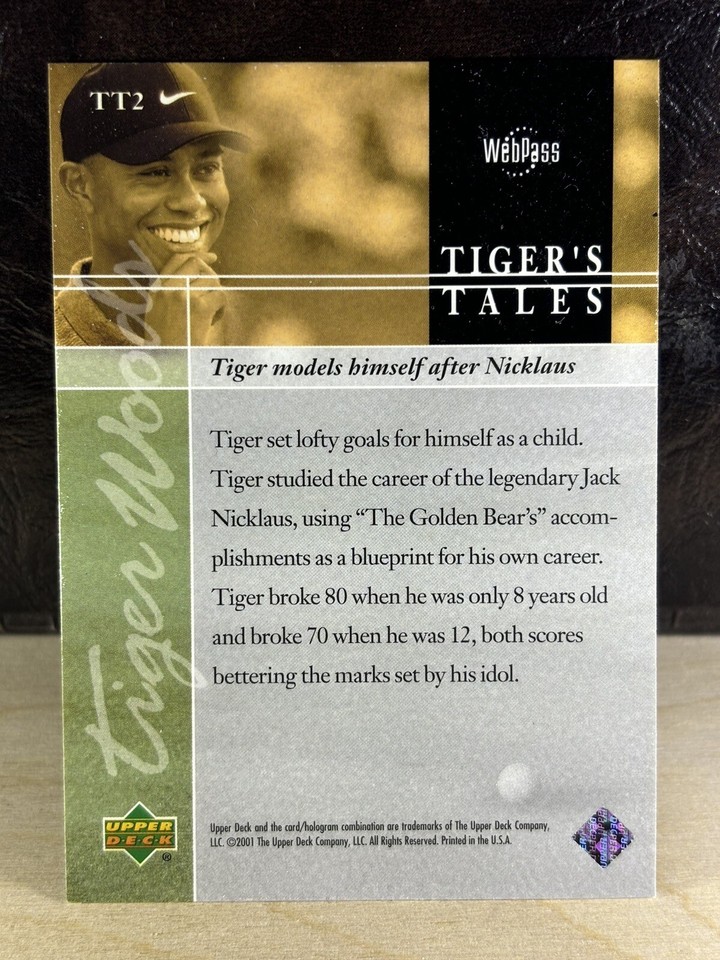 2001 Upper Deck Tiger's Tales Tiger Woods #TT2 Rookie Jack Nichlaus ...