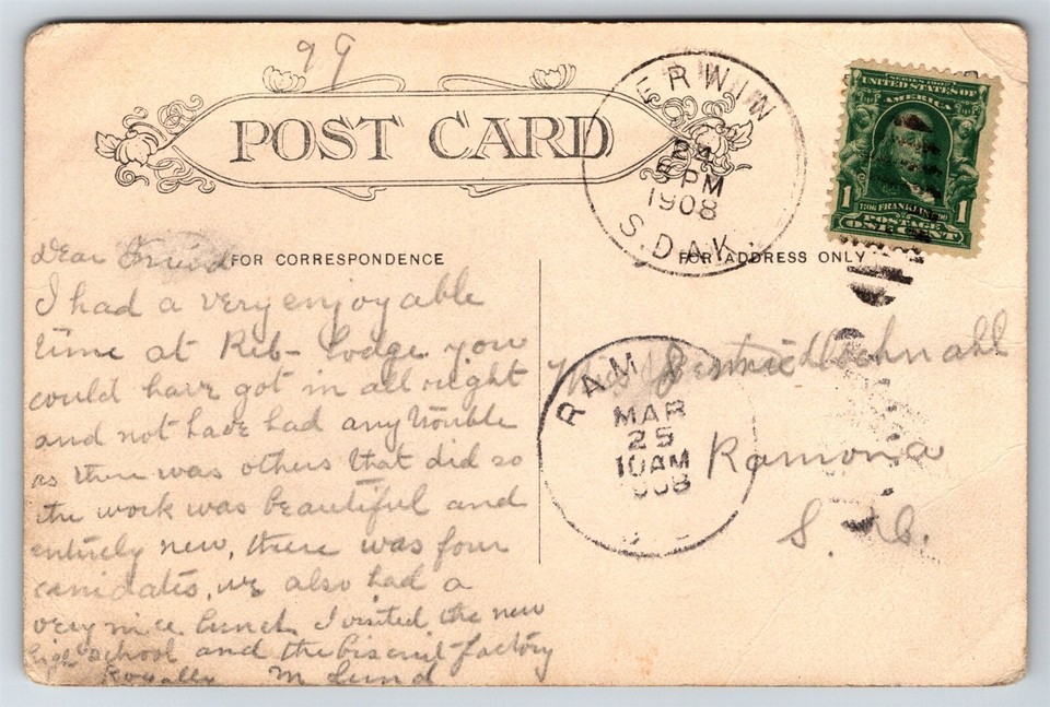 Sioux Falls Court House Clock Tower SD C1908 Postcard U14 | eBay