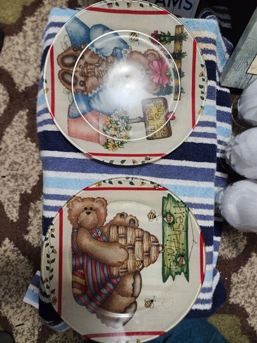 (2) 10" Bear glass plates vintage | eBay
