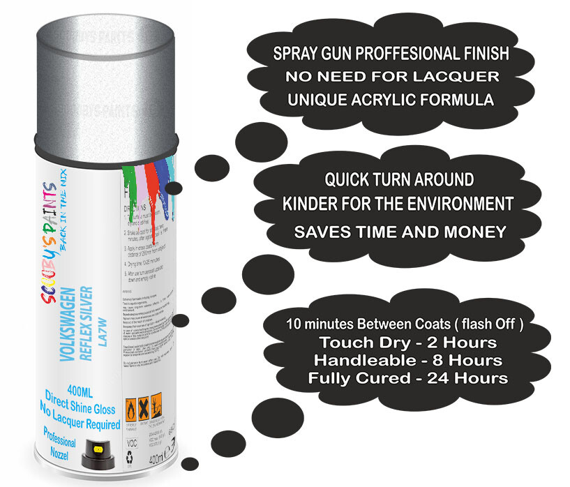 VW Fox Reflex Silver LA7W/8E METALLIC Direct Gloss Shine Aerosol Paint ...