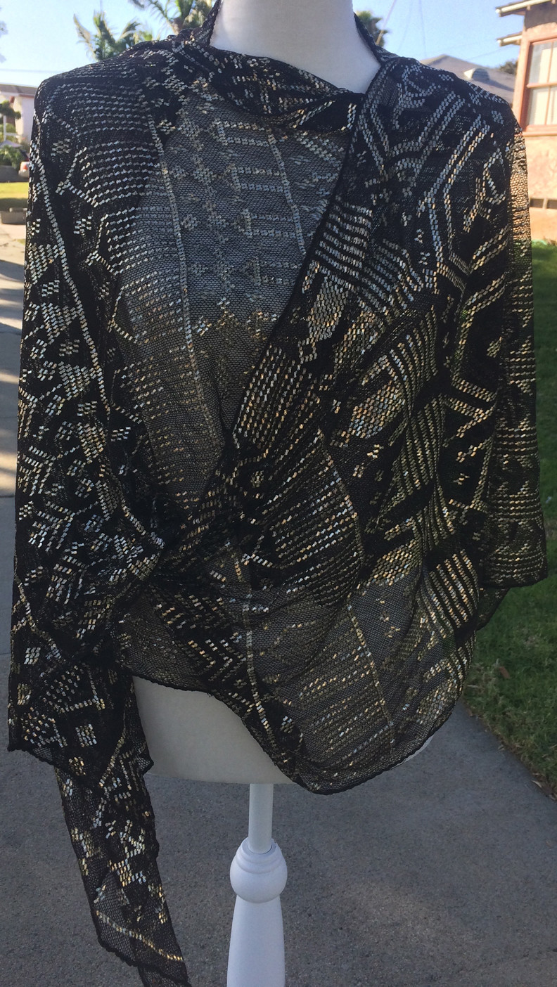 Vintage Assuit Shawl from Egypt - Black with Silver - Belly Dance ...