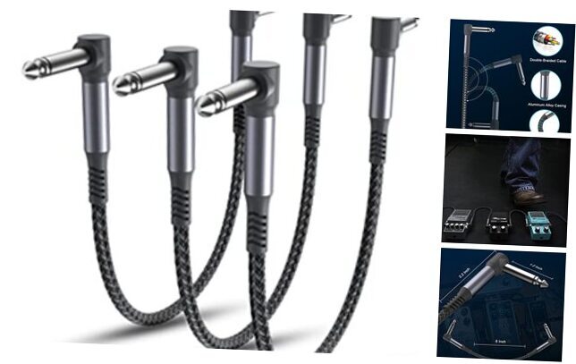 Guitar Patch Cables-Pack,6.5MM Effects Pedal Board Cord 1/4" 6 Inch 3 ...