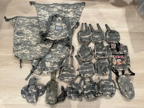 Lot of US Military/Army Camo Gear - Molle/JSLIST Bags/Holsters/Tool ...