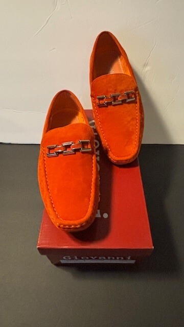 Giovanni Mens Suede Loafer, Orange, unique Gold/Orange Buckle SZ 10 | eBay