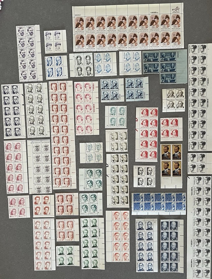 Lot of 41 U. S. Postage Stamps Plate Blocks American Historical Figures ...