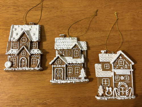 3 Gingerbread House Christmas Cookie Ornament Set Baker Baking Kitchen ...