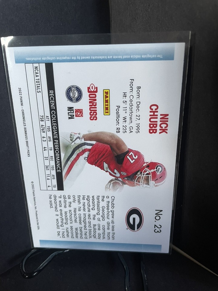 Nick Chubb college card Georgia bull dogs Donruss 2022 card No# 23 | eBay
