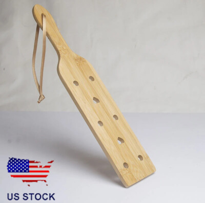 BDSM Spanking Paddle with Holes Bamboo Handle Wooden Paddle Flogger Ass ...