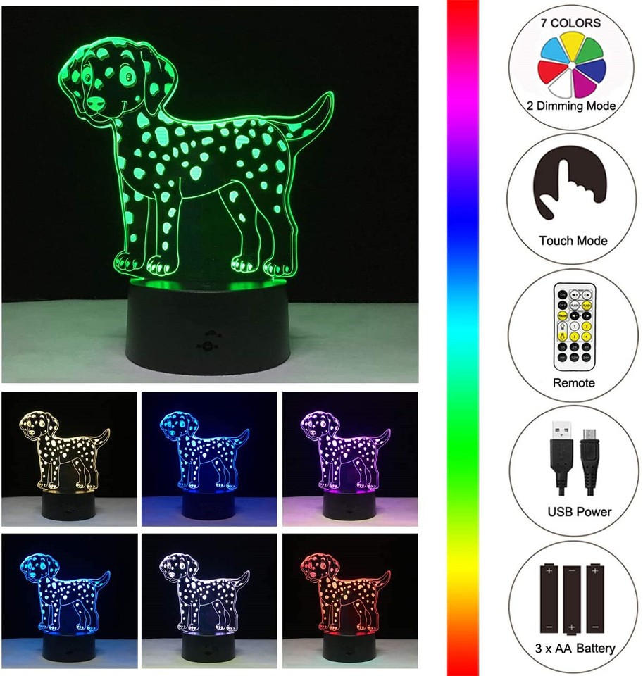 Dog Gifts Dog Lamp with 7 Colors Adjustable Timer Remote & Smart Touch ...