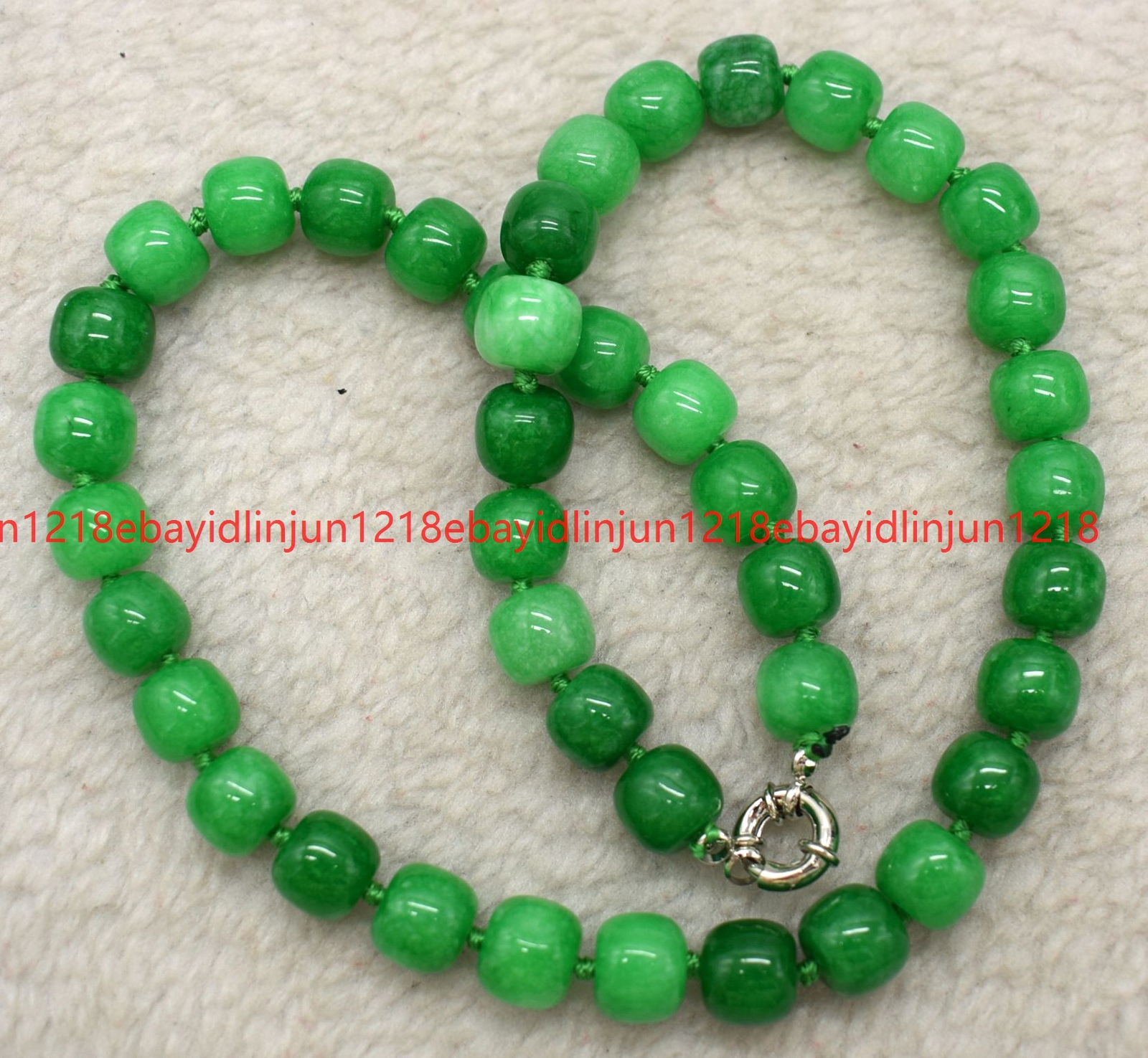 Natural 8x10mm Green Jade Jadeite Barrel Gems Beads Necklace 18" | eBay