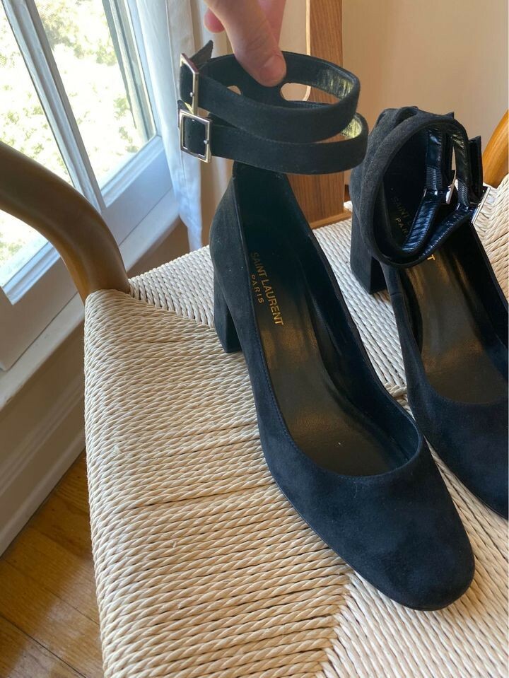 Saint Laurent YSL Babies Double Ankle Strap Block Hee… - Gem