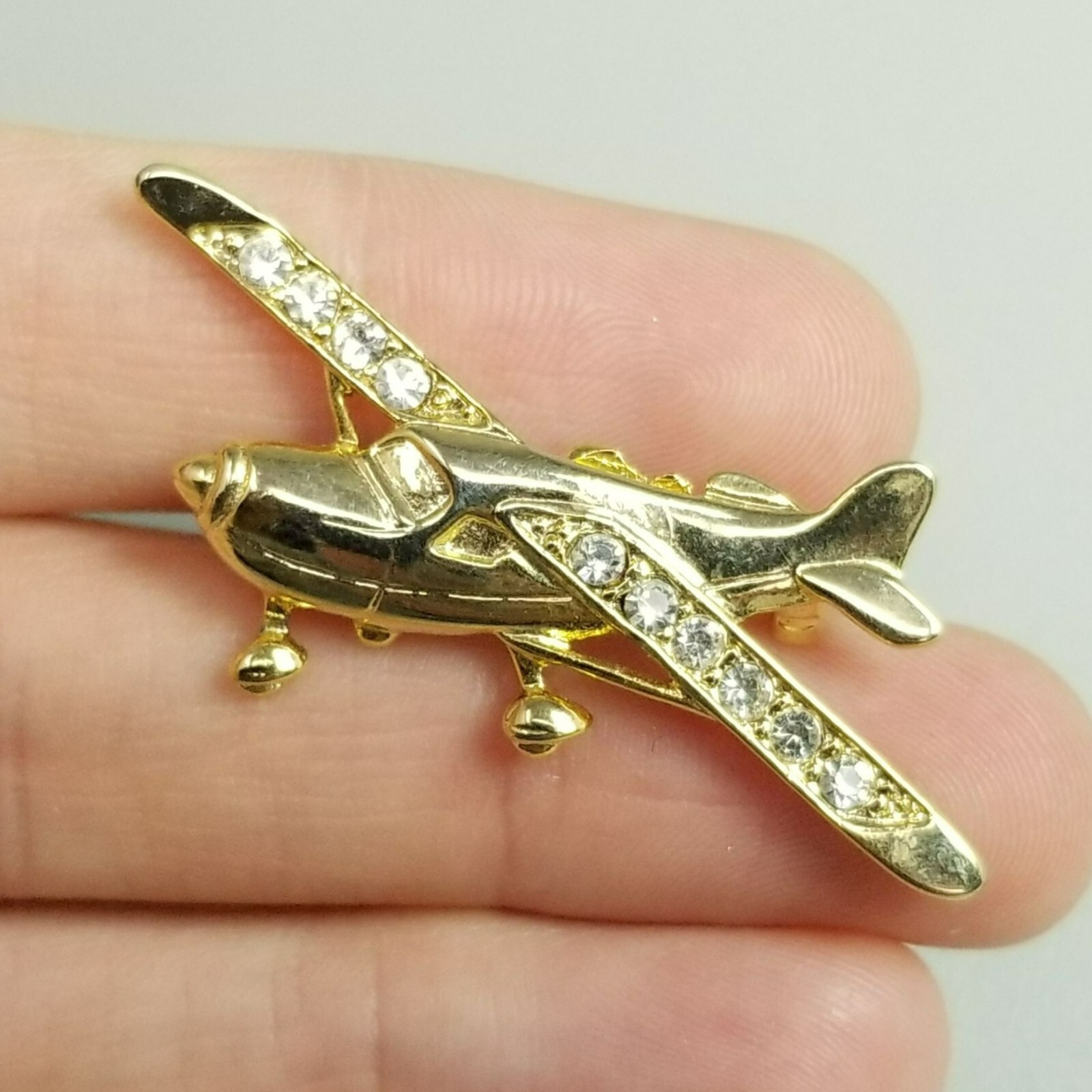 Vintage Airplane Prop Plane Propeller Gold Tone Rhine… - Gem