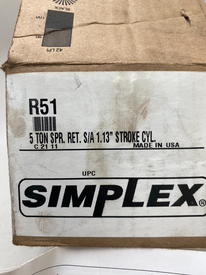 NEW R51 SIMPLEX, 5 TON 1.13" STROKE S/A SPRING RETURN CYLINDER | eBay