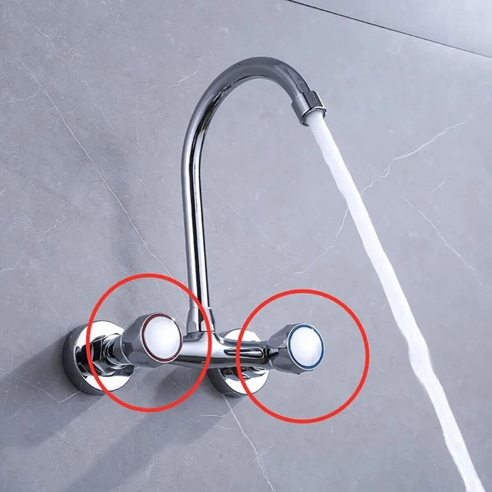 2pcs Hot Cold Faucet Handle Caps Chrome Replacement Kitchen Bathroom ...