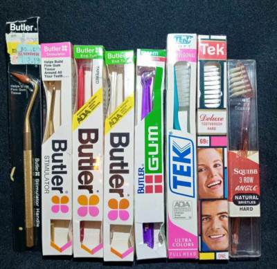 Vtg Lot BUTLER TEK SQUIBB Gum 308 Soft End Tuft Toothbrush 600 ...