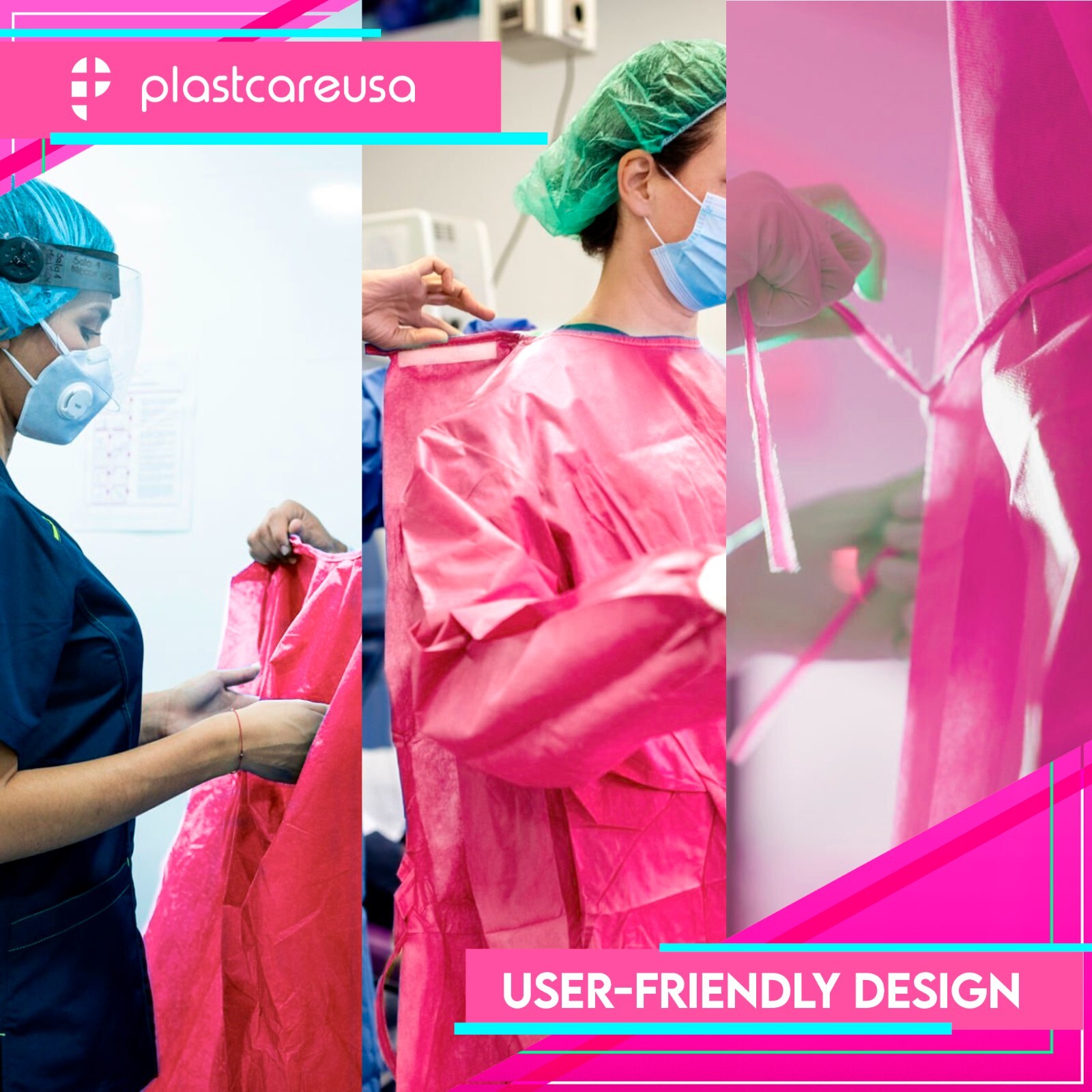 50 Pink 30g Disposable Isolation Gowns for Medical Lab Hospital, Knitt ...