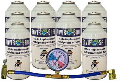 R 134a Refrigerant Replacement w/ UV Dye, 6oz. Cans, Gauge Set Included ...
