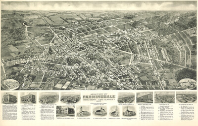 Farmingdale, New York - 1925 - Aerial Birds Eye View Map Poster | eBay