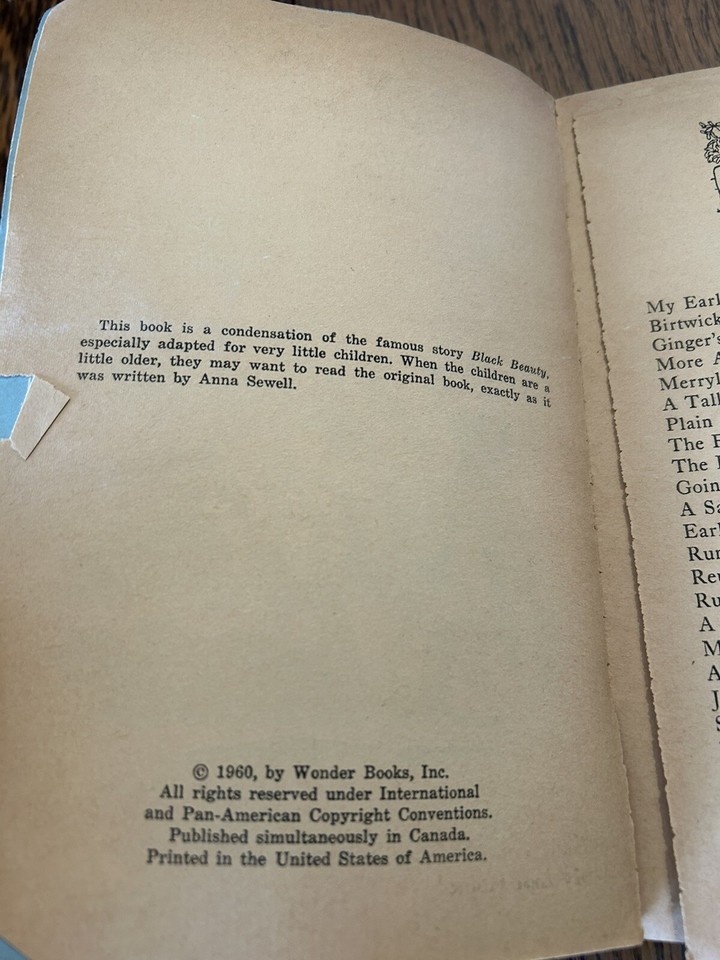 Vintage 1960 Black Beauty To Read Aloud by Felix Sutton Trade Paperback ...