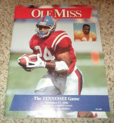 1990 Ole Miss Rebels Football Program vs. Tennessee - 11/17/1990 Game ...