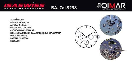 MOVIMIENTO ISA CAL. 9238/1970 CRONOGRAFO. | eBay