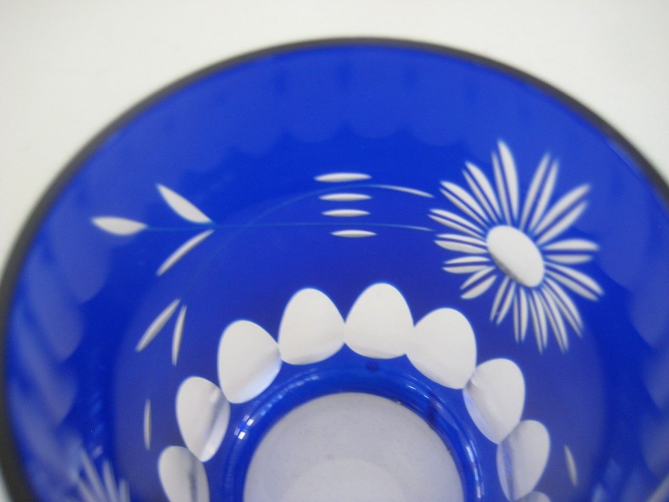 Rich Cobalt Blue Cut To Clear Glass 6 oz. | eBay