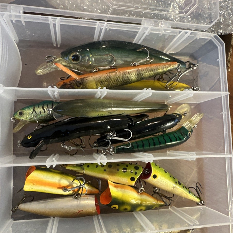 Vintage Bass Fishing Lures Lot Crankbaits Stickbaits In Plano Box ...