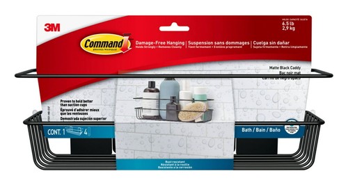 Command Bath Shower Caddy Matte Black and Command Bath Towel Bar Matte ...