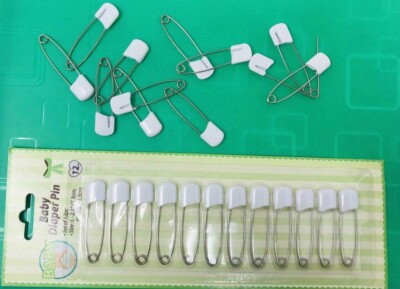 Baby Diaper Safety Lock Pin Plastic Head Clothing Cute Diaper Pin White ...