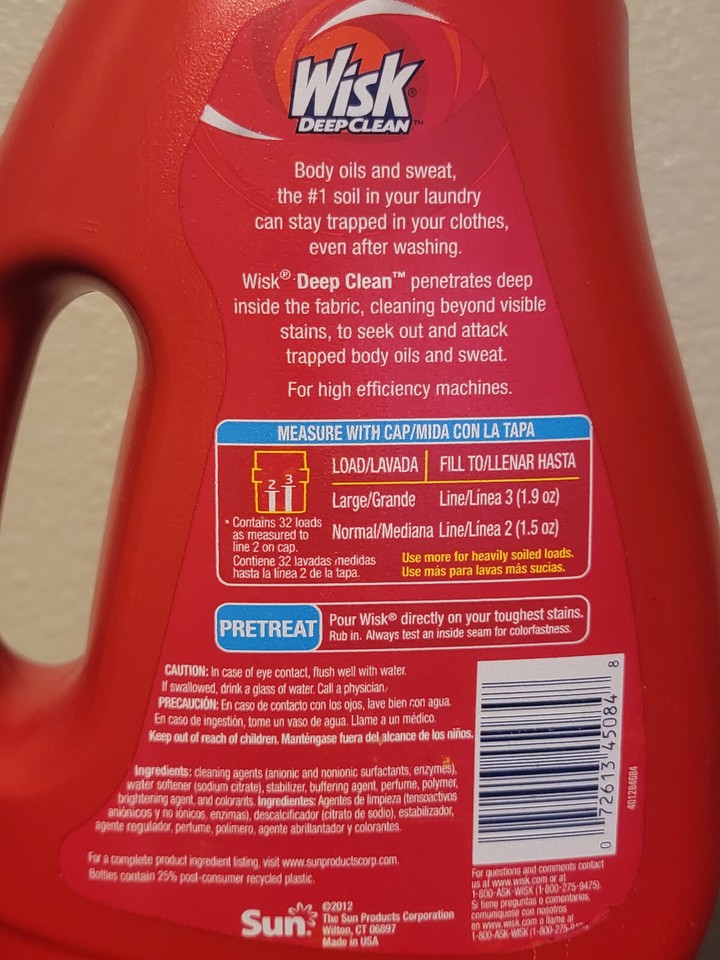 WISK Deep Clean HE Laundry Detergent 50 oz Size 32 Loads DISCONTINUED ...
